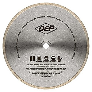 QEP 10" Continuous Rim Premium Diamond Blade for Wet or Dry Cutting of Ceramic, Porcelain, and Marble Tile