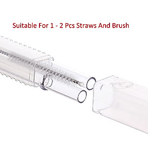 AYOYO 12 Pack 11 Inch Reusable Plastic Straws Clear Tritan Drinking Straw Portable Straws With Telescopic Case/Cleaning Brush for 24oz - 40oz Mason Jar Tumblers