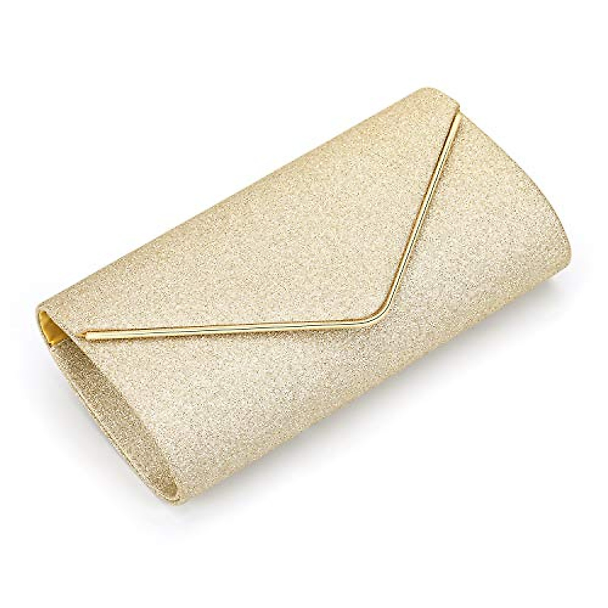 ZIUMUDY Women's Glitter Envelope Clutches Evening Bags Bridal Wedding Party Purse Handbag (Gold)