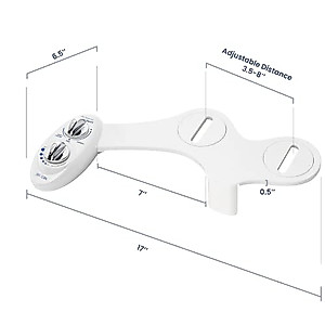 LUXE Bidet NEO 185 - Self-Cleaning, Dual Nozzle, Non-Electric Bidet Attachment for Toilet Seat, Adjustable Water Pressure, Rear and Feminine Wash (White)