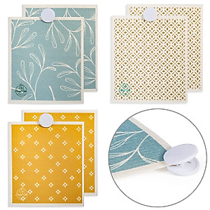 Harps&Seb Swedish Dishcloths for Kitchen Dish Towels - 6 Pack, Reusable Paper Towels with Clips, Super Absorbent Washable Non-Scratch Swedish Dish Towels, No Odor, Biodegradable