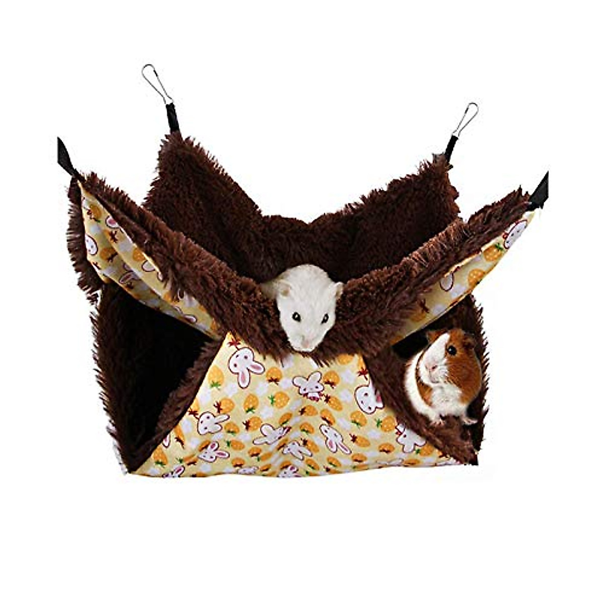 Tfwadmx Rat Double Hammock, Ferret Bunkbed Warm Fleece Hanging Bed Pet Cage Accessories Toys for Sugar Glider Degu Guinea Pig Gerbil Chinchilla Squirrel Hamster Mouse Mice(13.8x13.8 in)