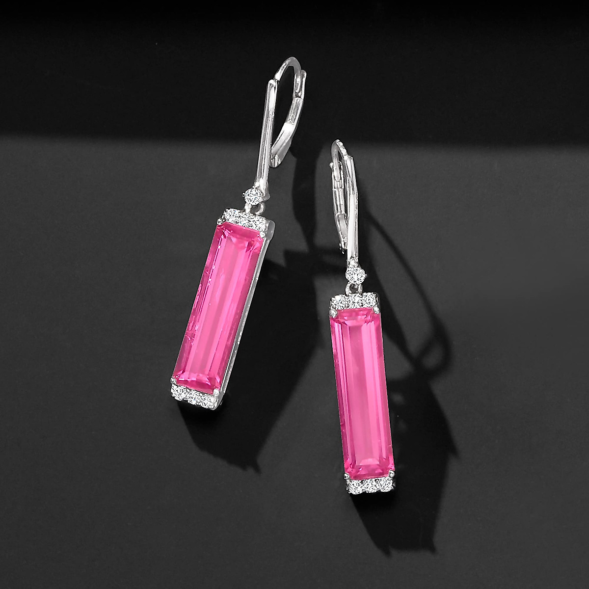 Ross-Simons 12.29 ct. t.w. Pink and White Topaz Drop Earrings in Sterling Silver