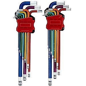 Lichamp 18-Piece Long Allen Wrenches Sets, Metric and Standard Allen Key Set Hex Key with Ball End, SAE 1/16 to 3/8 inch, Metric 1.5 to 10 mm