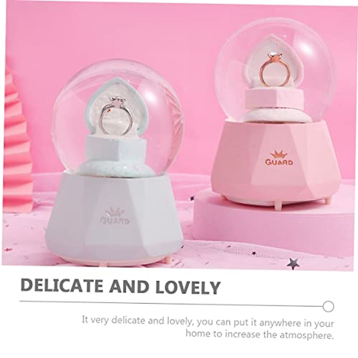 Garneck Romantic Crystal Ball Rings for Kids Snow Globes for Kids Table top Decor LED Rainbow Snow Lights Glitter Snow Globes Childrens Room Decor Crystal Ball Gift Musical Ring Ball Glass