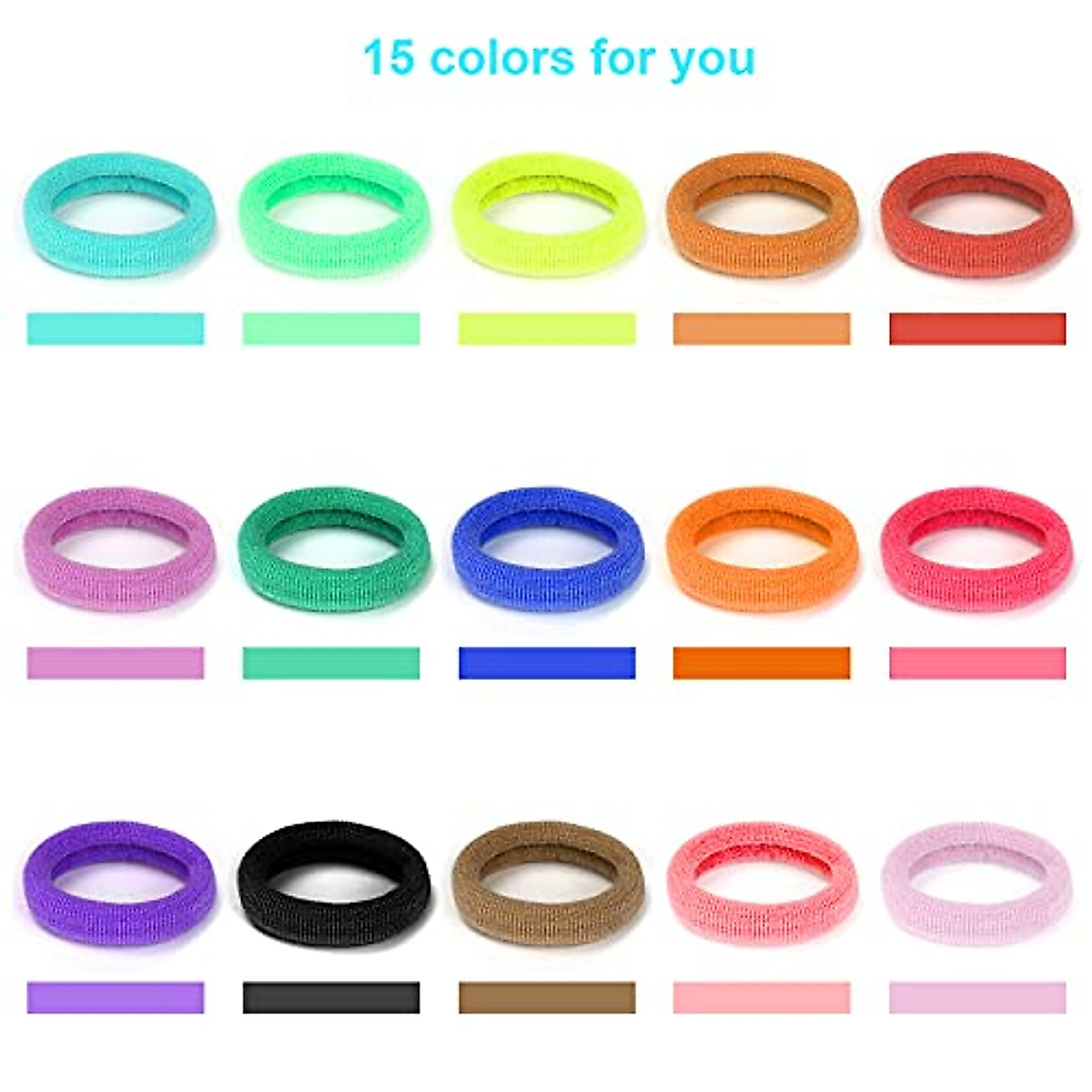 300PCS Toddler Kids Hair Ties – Infant Cotton Baby Hair Ponytail Holders – Tiny Kids Elastic Hair Bands, Enough Soft and No Damage, 1.1 Inch in Diameter, 15 Colors, by Qarwayoc