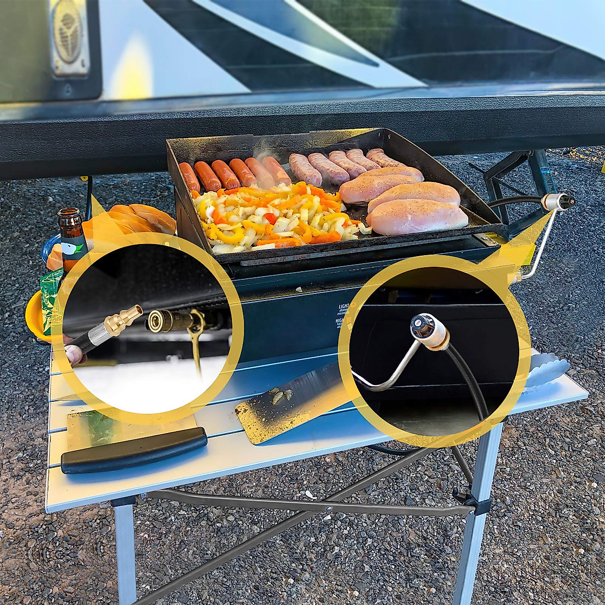 Kohree 7ft Propane Quick Connect Hose for RV to Gas Grill, 1/4" LP Quick Connect Propane Hose for 1 LB Portable Appliance to RV 1/4" Female Quick Disconnect