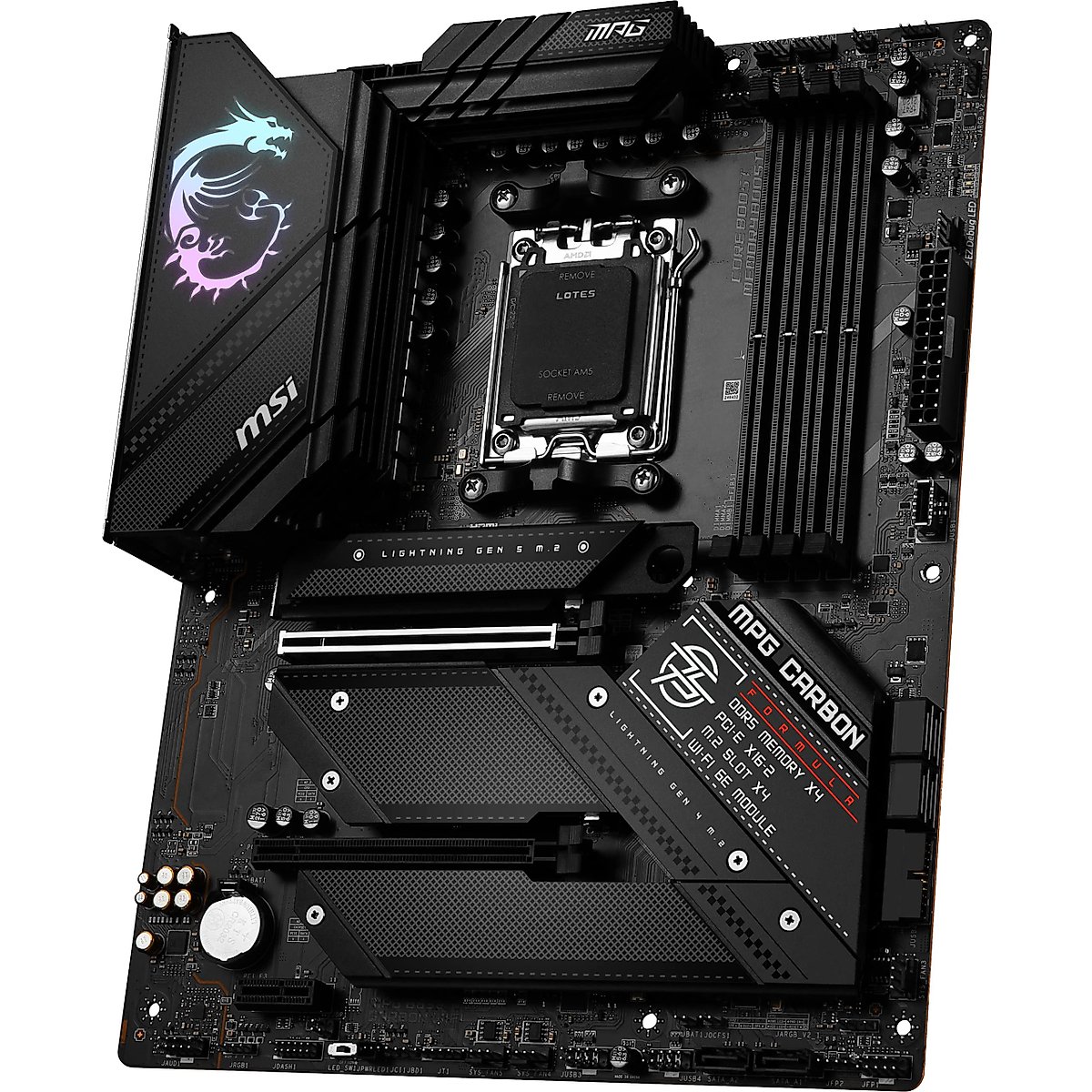 MSI MPG B650 Carbon WiFi Gaming Motherboard (AMD AM5, ATX, DDR5, PCIe 4.0, M.2, SATA 6Gb/s, USB 3.2 Gen 2, HDMI/DP, Wi-Fi 6E, AMD Ryzen 7000 Series Desktop Processors)