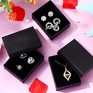 Sasylvia 72 Pcs Jewelry Gift Boxes 2.76 x 3.54 x 1.18'' Jewelry Packaging Boxes Necklace Box Cardboard for Valentine's Day(Black)