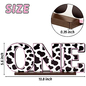 ANGOLIO Cow Print One Letter Sign Table Wooden Centerpieces for Baby Shower Cow Print Farm Animal First Birthday Party Decor Holy Cow I’M One Toddler Boy Girls 1st Birthday Baby Spring Decor Supplies
