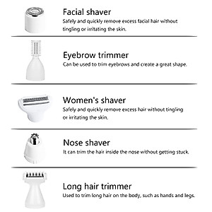 Electric Lady Shaver,Women Razors for Shaving 5-in-1 Set Painless Hair Shaver for Women Face, Eyebrow, Legs and Underarm, Portable Bikini Trimmer Wet & Dry Hair Removal, Micro USB Rechargeable