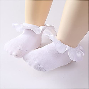 Yenzat Baby Girls Ruffle Grip Socks Newborn Infant Anti Slip Non Skid 0-6 Months 6 Pairs