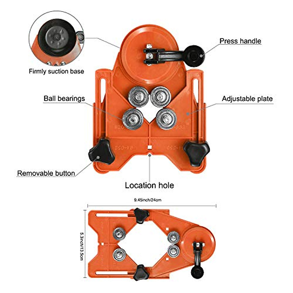 THINKWORK Diamond Drill Bits, Hollow Drill Hole Saw Set, 10-Piece Tile Opener with Hole Saw Guidance Fixture, Suitable for Ceramic, Glass, Tile, Porcelain, Marble