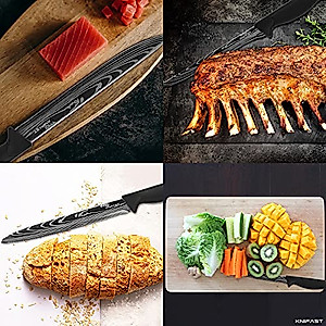 KNIFAST Kitchen Block Knife Set 16 Pieces With Boning Knife and Carving Fork, Manual Sharpening for Chef Knife Set Ultra Sharp