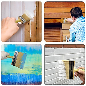 Magimate Deck Stain and Sealer Block Paint Brushes on Wood, Walls, Furniture, Shed and Fence, Large and Thick Bristle Paint Brushes, 3-inch, 4-inch and 6-inch Assortment, Set of 3