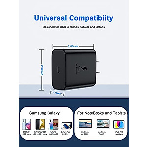 45W USB-C Samsung Super Fast Charger Type C for Samsung Galaxy S23/S23+/S22 Ultra/S22+/S22/S21 Ultra/S21+/S21/S20/Note 20/10+/S7/S7+/S8/S8+,Galaxy Tab and More(6ft Cable Included)