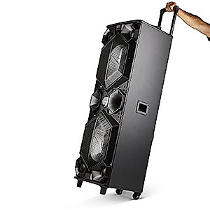 QFX E-1500 Professional Large Bluetooth Speakers | Portable PA Speaker System | Dual 15” Woofers, 1.5” Tweeter, and Party Lights