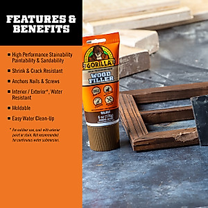 Gorilla All Purpose Wood Filler, 6oz Tube, Walnut (Pack of 1)