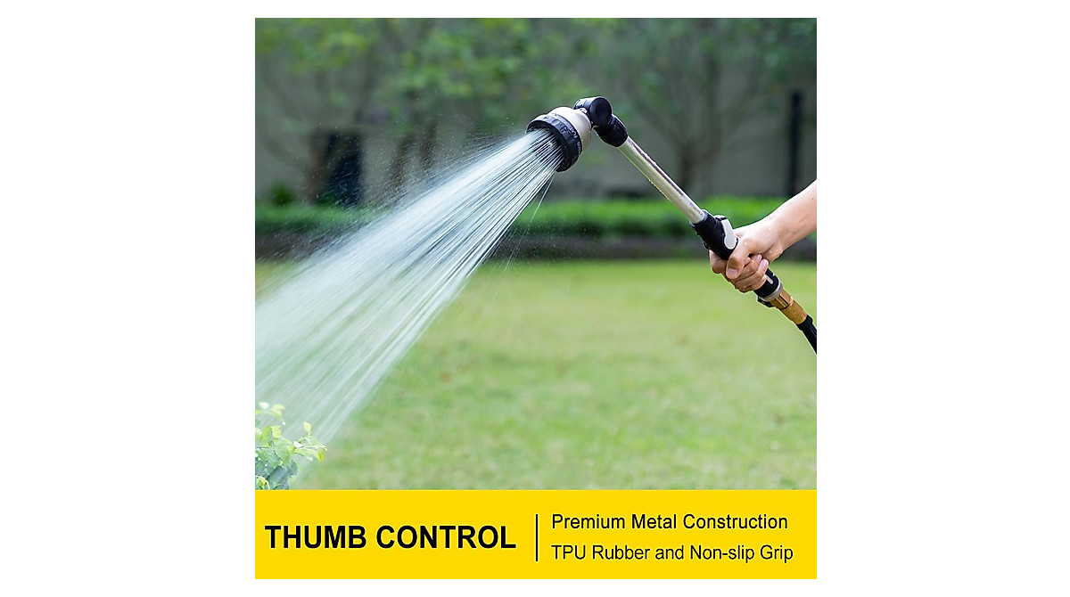 FANHAO Heavy Duty Metal Garden Wand: 9 Spray Patterns & Thumb Control