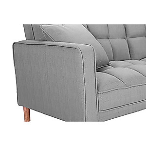 ERDAYE Modern Futon Sofa L x 33" W x 29" H, Longer Loveseat Convertible Sleeper Couch Bed (75" x 39.4' x 23.8" H) for Living Room Apartment Small Space Furniture Sets with 2 Pillows,Light Grey
