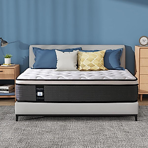10 Inch King Mattress, Memory Foam Hybrid Mattress, Motion Isolation Pocket Spring Mattress in a Box, Medium Firm for Pressure Relief, Breathable Pillow Top, CertiPUR-US Certified