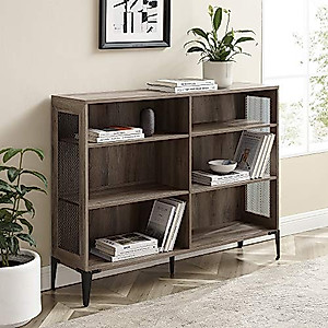 Home Accent Furnishings 52" Mesh Side Industrial Bookshelf - Grey Wash