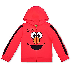 Sesame Street Elmo and Cookie Monster Boys Zip-up Hoodie, T-Shirt and Pants Set for Infant and Toddlers