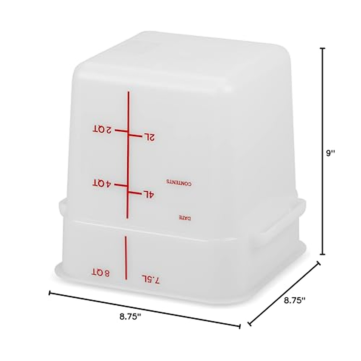 Carlisle FoodService Products Squares Square Food Storage Container with Stackable Design for Catering, Buffets, Restaurants, Plastic, 8 Quarts, White