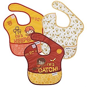 Bumkins Super Baby Bib, Waterproof Fabric, Fits Babies and Toddlers 6-24 Months, Harry Potter Quidditch, 3 Count