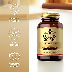SOLGAR Lutein 20 mg - 60 Softgels, Pack of 2 - Eye Health - Gluten Free, Dairy Free - 120 Total Servings