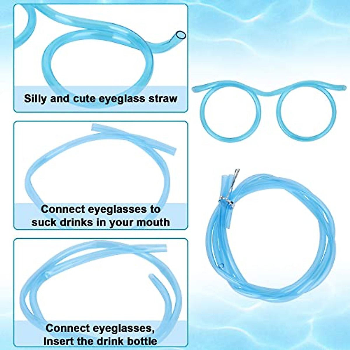 8PCS Silly Straw Glasses, Reusable Fun Loop Drinking Straw Eye Glasses, Novelty Eyeglasses Straw for Party Annual Meeting Parties Birthday (8 Colors)