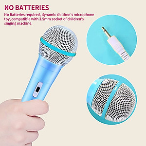 JIANWEI Wired Microphone for Kids, Kids Wired Dynamic Singing Mechine Lightweight 3.5mm Jack Handheld Dynamic Microphone for Kids Singing(Blue)