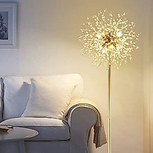 69 inch Crystal Floor Lamp, Modern Standing Lamp with K9 Crystal, LED Floor Lamp with On/Off Foot Switch, Metal Tall Pole Lamp for Living Room, Girls Room, Bedroom, Dresser, Office, Gold Finish
