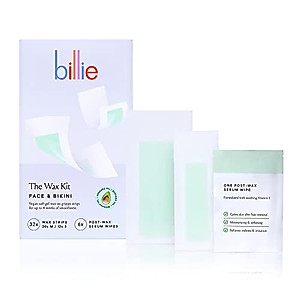 Billie Wax Kit - Face & Bikini - 32 wax strips - 6 post-wax serum wipes