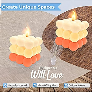 2 Pcs Bubble Candle Home Decoration Gradient Light Orange Bubble Candle Handmade Cube for Bedroom Bathroom Decorations Soy Candles Aesthetic Set
