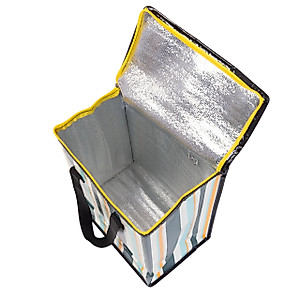 Planet E Reusable Grocery Picnic Shopping Bags - Heavy Duty Colorful Collapsible Insulated Zip Coolers (Pack of 3)