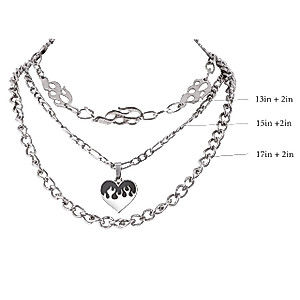 Sacina Goth Grunge Y2K Layered Flame Heart Choker Necklace, Chunky Necklace, Goth Chokers Necklace, Halloween Christmas New Year Jewelry Gift For Women, Men