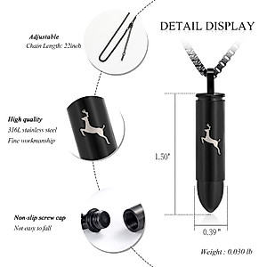 XSMZB Cremation Jewelry for Ashes Bullet Shape Pendant Urn Necklace Stainless Steel Keepsake Memorial Jewelry for Men Women(3pcs black)