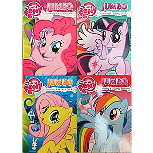 My Little Pony Jumbo Coloring & Activity Book 4 Pack - Pinkie Pie, Twilight Sparkle, Rainbow Dash & Fluttershty