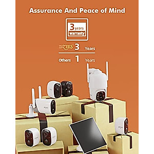 Dzees Security Cameras Wireless Outdoor, 2K Battery Powered Security Camera, 360° PTZ Camera with Spotlight, Siren, Color Night Vision, AI Dectection, IP66 for Home Security, 2.4GHz