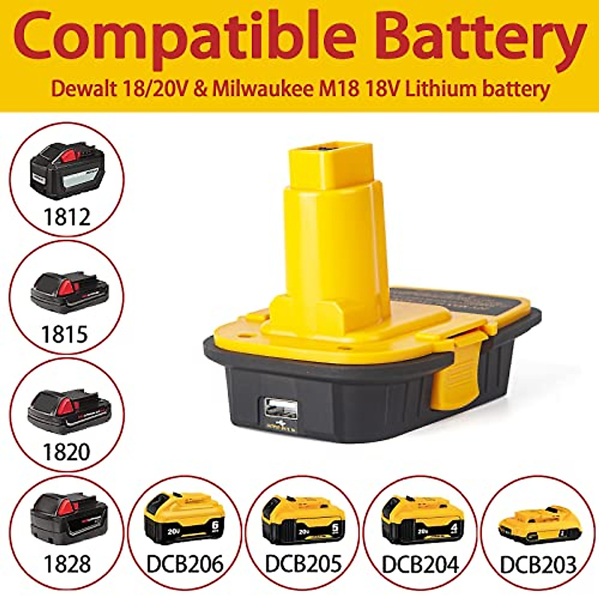 DM18D Converter for DeWalt 18v to 20v Battery Adapter,for Milwaukee M18 18v Lithium Batteries Adapter, Convert to DC9096, fit for DeWalt 18v XRP Ni-Cad Cordless Tool, Upgraded Version of DCA1820,1Pcs