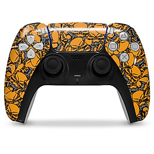 WraptorSkinz Skin Wrap compatible with Sony PS5 DualSense Controller Scattered Skulls Orange (CONTROLLER NOT INCLUDED)