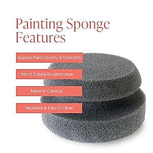 Chalk Style Painting Sponges - Set of 3-4” Round Reusable Handheld Sponge for Smooth Furniture Paint & Top Coat Application with No Brush Strokes - Washable Multi-Use Paint Applicator