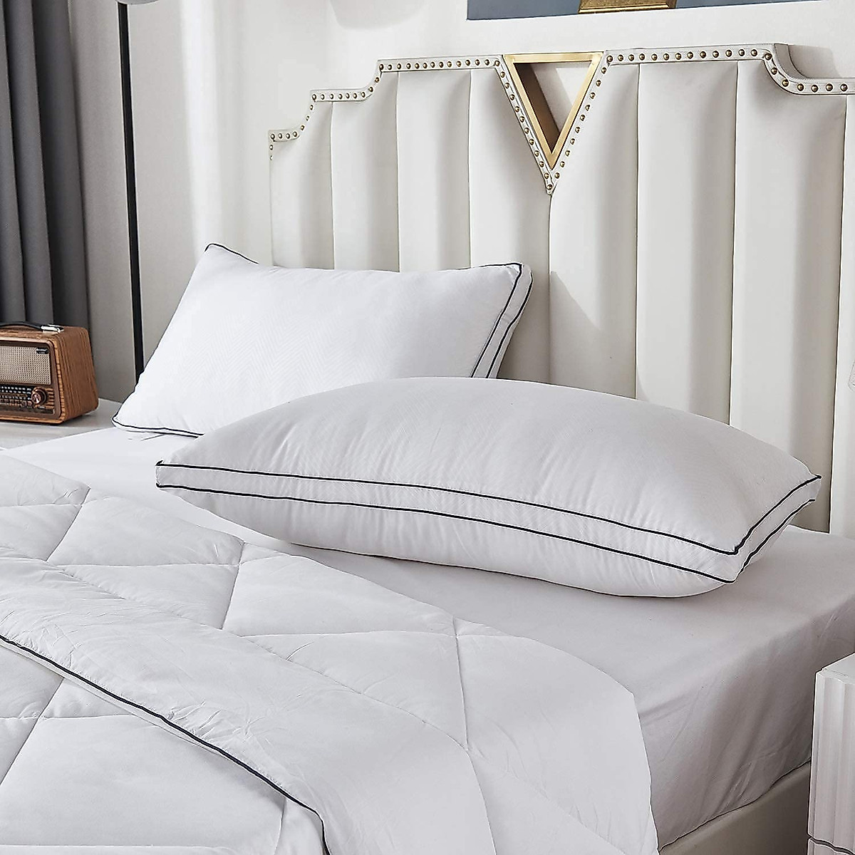 Gehannah Bed Pillows for Sleeping（2 Pack）, Luxury Plush Soft Pillow with Home and Hotel, Breathable Microfiber Cover Skin-Friendly Pillows for Side Back Sleepers