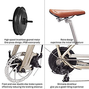 Electric City Bike 7 Speed E-Bike, 48V Larger Battery 500W BAFANG Motor Electric Bicycle for Adults Brown