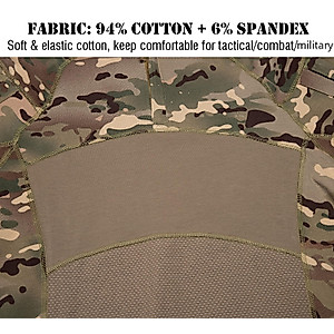 CARWORNIC Men's Tactical Combat Shirt Long Sleeve Military Camouflage T Shirt Lightweight Elastic Cotton Outdoor Camo Army Shirts with 1/4 Zip