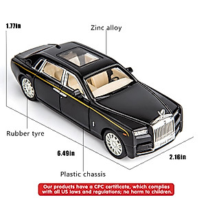 BDTCTK 1/32 Rolls-Royce Phantom Model Car,Zinc Alloy Pull Back Toy car with Sound and Light for Kids Boy Girl Gift (Black)