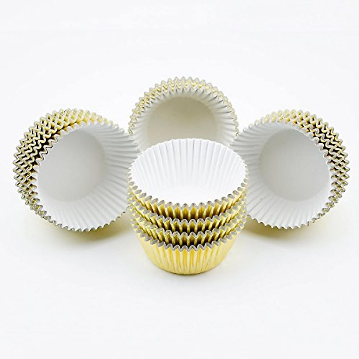 Gifbera Mini Foil Baking Cups Gold, 300-Count Bright Foil Paper Gold Cupcake Liners Mini Size