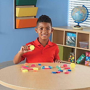 hand2mind Wood Pattern Blocks for Kids, Shapes for Kindergarten, Montessori Toys, Geometric Shapes, Symmetry, Shape Recognition, Pattern Blocks for Classroom (Set of 250)