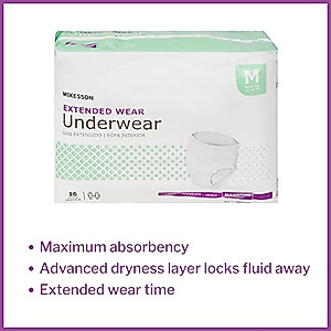 McKesson Extended Wear Underwear, Incontinence, Maximum Absorbency, Medium, 64 Count